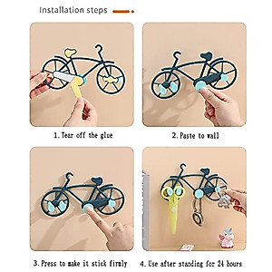 JruiZhp Coat Rack Coat Hooks,Household Free Punching Wall Hanging Coat Rack Creative 3Pcs Bicycle Three- Dimensional Decorative Hook Bedroom Living Room