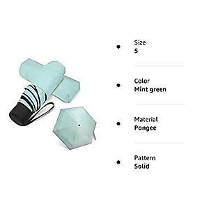 Small Travel Umbrella Light Compact Folded Umbrellas Purse Size for Women Mint Green