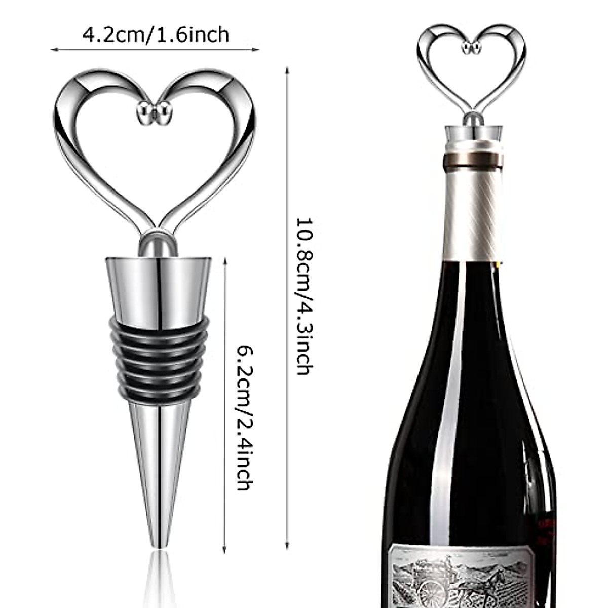 3PCS Wine Stopper Reusable Wine Stoppers Heart Shape Wine Beverage Bottle Stopper Bottle Cover Wine Outlet Cap for Wine Champagne Beer Collection