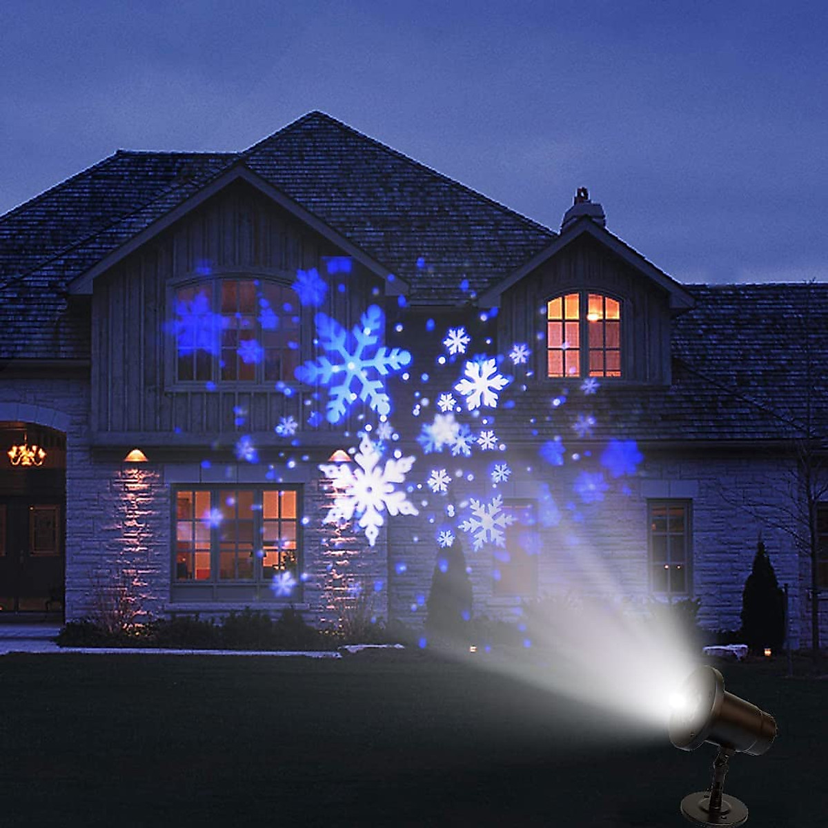 OySeyFo Christmas Light Projector, Snowflake LED Projector Lights with Wireless Remote Timer for Holiday IP65 Waterproof White Snow for Indoor Outdoor Party Home Garden Landscape