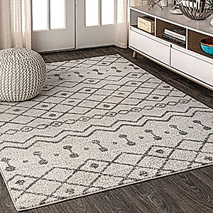 JONATHAN Y MOH208B-8 Aksil Moroccan Beni Souk Indoor Farmhouse Area, 8 ftx10 ft & MOH200A-8 Amir Moroccan Beni Souk Indoor Area-Rug Bohemian Farmhouse Rustic Geometric Easy, 8x10, Cream, Black