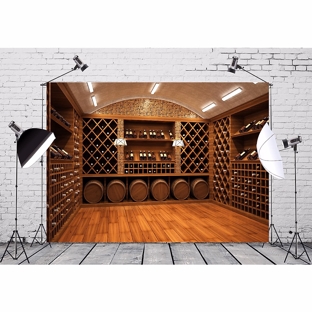 BELECO 10x8ft Fabric Wine Cellar Backdrop Luxurious Wine Vault Winery Backdrops Wine Cabinet Bottles Barrels Background Wine Theme Party Decorations Banner Wallpaper Men Women Adults Photo Props