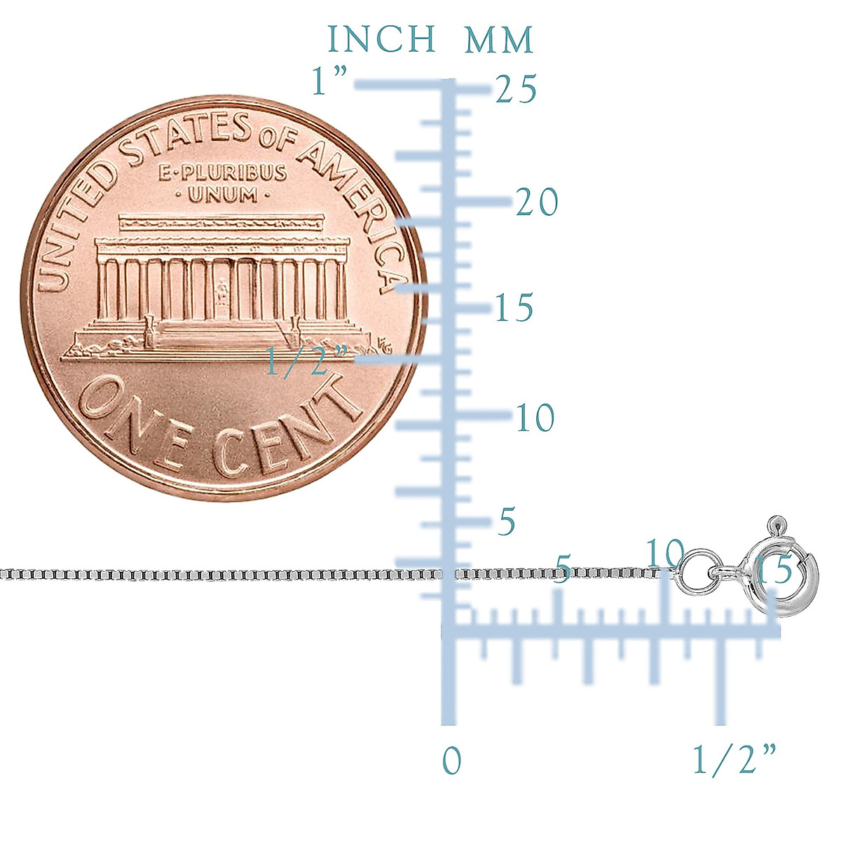 Jewelry Affairs 14k Real Solid Gold Box Style Chain Necklace, 0.6mm (20 Inches, White Gold)