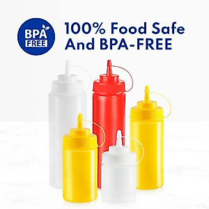 New Star Foodservice 26146 Squeeze Bottles, Plastic, 12 oz, Clear, Pack of 6