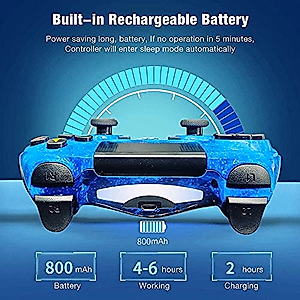 Kujian Wireless Controller for PS4, Blue Galaxy Style High Performance Remote Controller for PlayStation 4/Pro/Slim/PC with Double Vibration, Audio Function, USB Cable