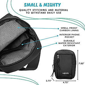 nugbuddy Smell Proof Bag, Crossbody Stash Container, Discreet Herb Storage Accessory, Carbon Lined Mini Sling Bag, Small Travel Pouch, Minimalist Essentials, Black Backpack