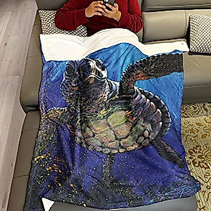 60x80 Blanket Comfort Warmth Soft Plush Throw for Couch Sea Turtle Fine Decorative Animal