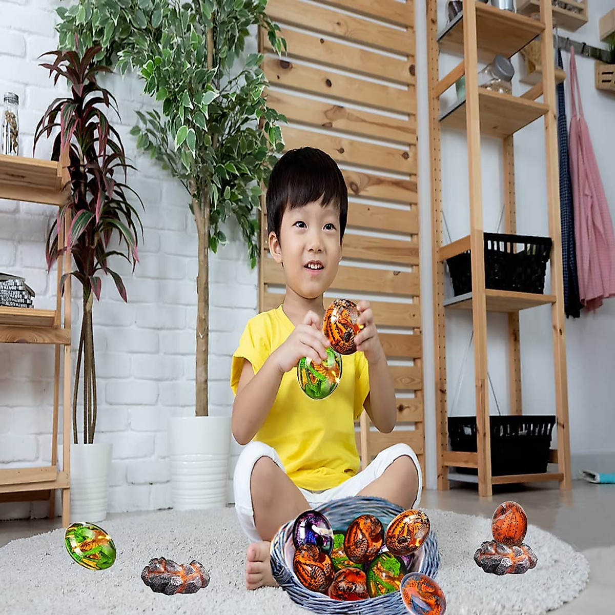 BLUWTE Lava Dragon Egg with Base,Lava Dragon Egg for Men Boys,Dragon Egg Crystal ,Transparent Dragon Egg, Dragon Egg Resin for Desktop Easter Gift …