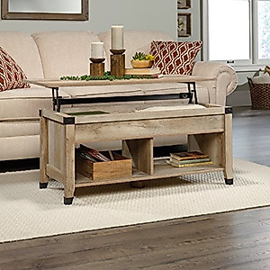 Sauder Carson Forge Rustic Lift Top Coffee Storage Industrial Living Room Table, L: 43.15" x W: 19.45" x H: 18.98", Lintel Oak Finish