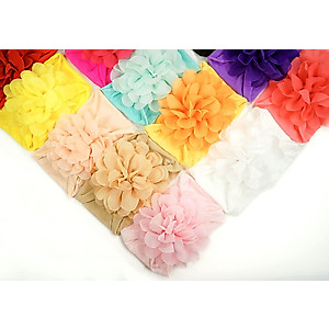 CÉLLOT 15 Pieces Baby Girls Headbands Tulle Hair Bows Head Wraps Chiffon Flowers Bows Soft Stretchy Turban Headbands for Newborn Infant Girls and Toddlers