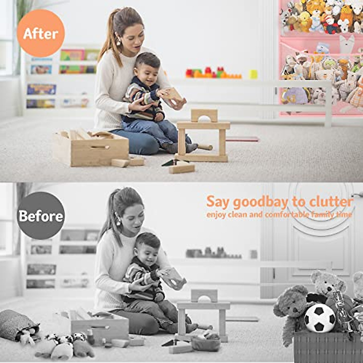 Stuffed Animal Storage, Over The Door Organizer for Closet, Plush Toy, Stuffed Animal Holder with 7 Mesh Pockets, Hanging Door Organization for Kids Room, Nursery, Bedroom