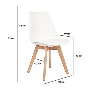 +gardenlife | Tulip Nordic Chair Design Armless Dining Plastic Chair | Set of 4 | White