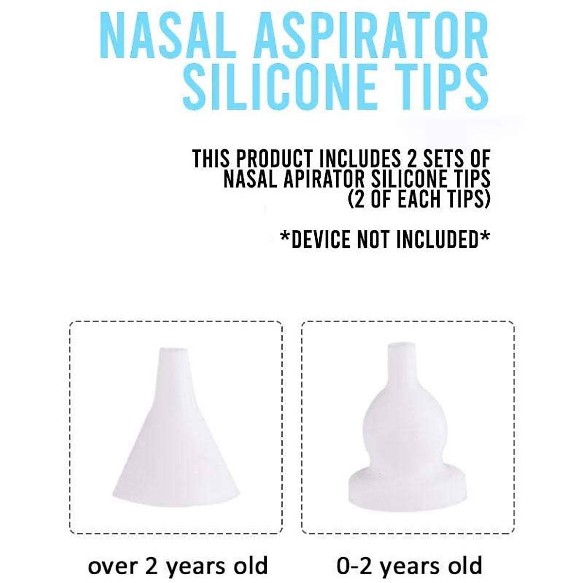 Baby Nasal Aspirator Replacement Tips - 2 Sets/4 Pieces Reusable Tips Compatible with Watolt / Grownsy / LittleTora / HEYVALUE / X-Bosak / Cocobela / TEQIN