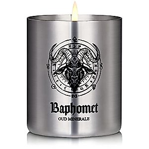 MASPRIV Gothic Scented Candle for Men - Rich Manly Scents, 50+ Hours Burn Time, Stainless Steel Tin with Popular Designs. Ideal Gift for Him(Oud Minerale)