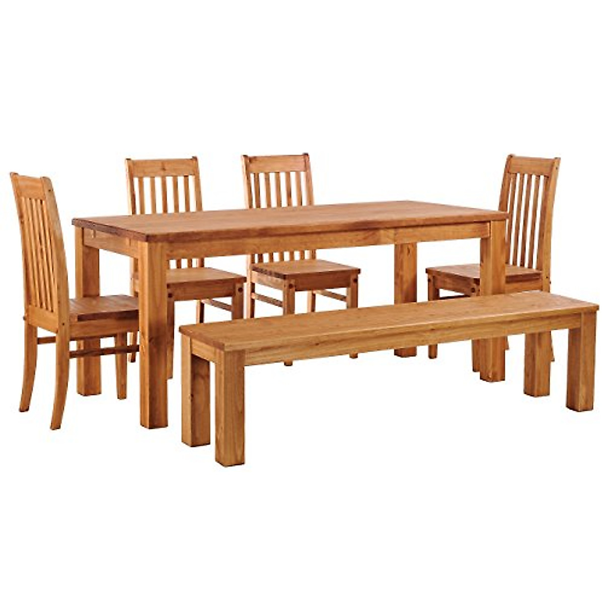 B.R.A.S.I.L.-Möbel TableChamp Dining Table Set Rio Eight Pine Chairs with Extensions Included Honey Solid Wood