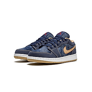 Nike Jordan Youth Air Jordan 1 Low SE DM4692 400 Denim - Size 4.5Y, Midnight Navy/Hemp