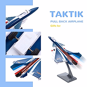 Taktik Metal Airplane Model Kit Blue Stealth Bombers and Fighter Planes Pull Back Aircraft Real Jet Sound Plane Models Toys for Boys, Girls and Adults