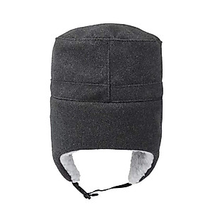 Home Prefer Mens Warm Winter Hats with Visor Windproof Earflap Skull Cap Military Cap Dark Gray