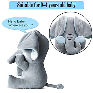 Aidiya Elephant Stuffed Animals Baby Gifts Peluches Ear Interactive Elephant Talking Singing Plush Toys for Girls Boys Gift Adjustable Volume 11.8" Set (Blue)