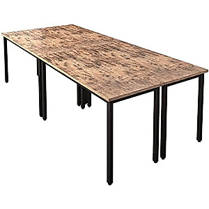 Bonzy Home Conference Tables 9ft Office Computer Desk for Meeting Room Study Writing Printer Podcast Table Save Space Design for 10 People Rustic Vintage Brown 4PCS 110.2"x47.2"x29.5",Brown