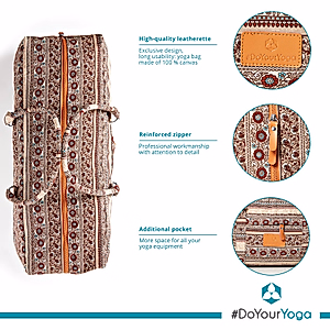 #DoYourYoga Full-Zip Extra Large Yoga Mat Tote Bag with Multi-Functional Storage Pockets for Sports Gym Pilates »Ghanpati« BrownStyle