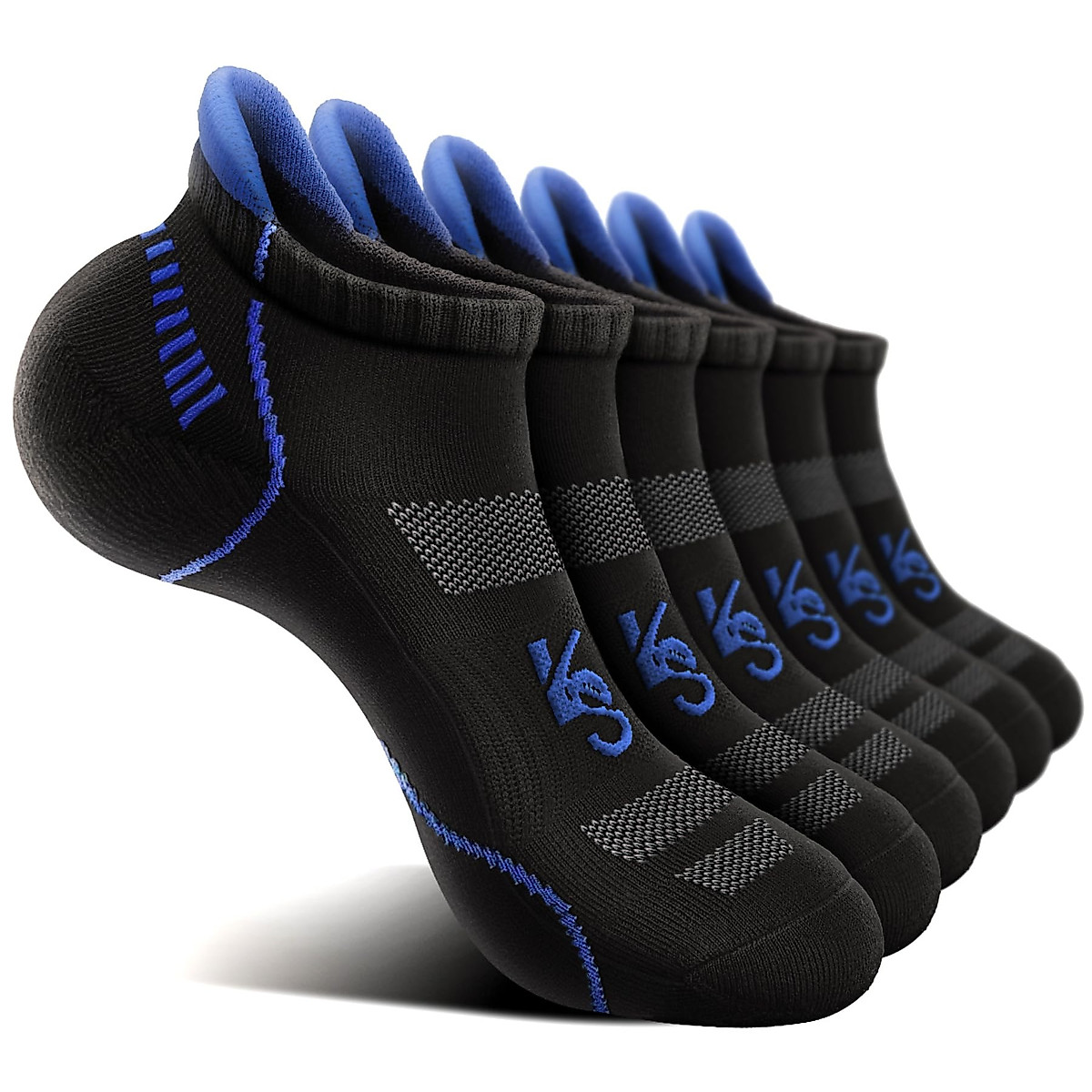 KEMISANT Mens Running Socks 6 Pairs-Athletic Compression Ankle Socks Cushioned for Men Walking-Arch Compression Support(6Pairs,Shoes Size:Men 10-12)