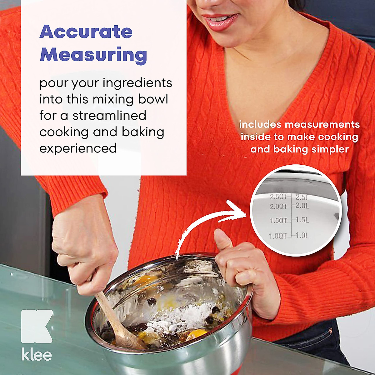 Klee 5-Piece Stainless Steel Colorful Mixing Bowls with Rubber Bottom, Set of 5