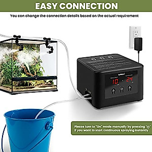 briidea Reptile Misting System, Terrarium Mister with 2 Power Supply Ways, Automatic Humidifiers with Adjustable Spray Nozzles for Reptiles Plants Amphibians Herps