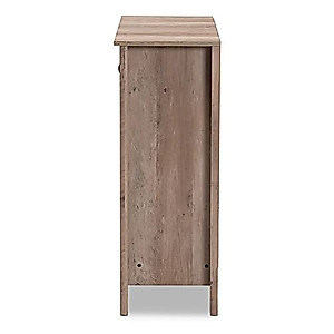 BOWERY HILL Natural Oak Finished Wood 3-Door Shoe Cabinet