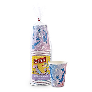 Glad for Kids Mermaids 12oz Paper Cups Soak Proof | Mermaids Kids Drinking Cups 12 Ounces | Mermaids Paper Cups for Everyday Use | 12 oz Paper Cups 20 Ct