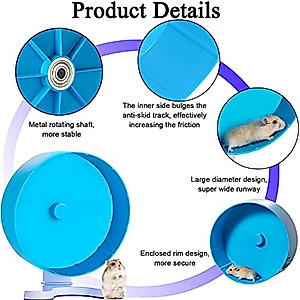 8.5 in Silent Hamster Wheel for Syrian Hamster Exercise Wheel & Quiet Hamster Running Spinner Wheel with Stable Stand for Hedgehog, Gerbils, Mice, Dwarf Hamster and More Small Pets, Blue