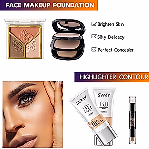 All In One Makeup Kit, Makeup kit for Women Full Kit, Makeup gift set, Include 18-Color Eyeshadow Palette Make Up Kits Adult Professional Handy Makeup Bag for Easy Carry Convenient Travel Silver