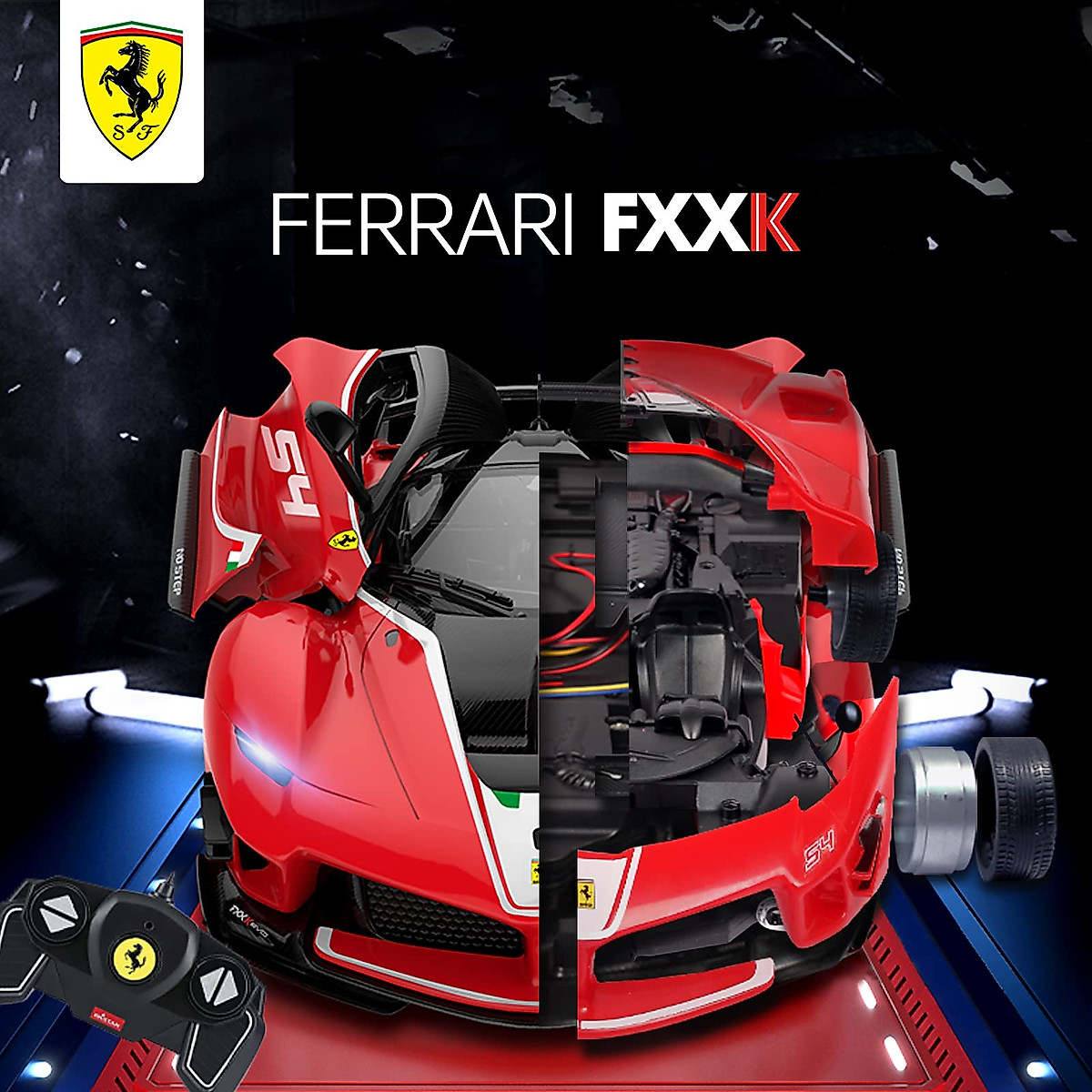 RASTAR RC Car Kits to Build, 1/18 Ferrari FXX-K EVO Supercar Assembly Building Kit with Remote Controller, 92PCs, STEM Kits for Kids and Adult, Ages 8+