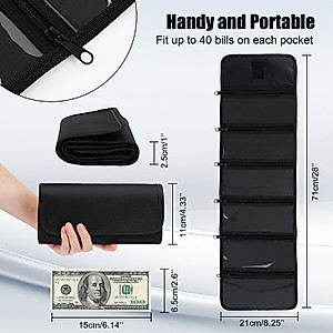 Yamahiko Money Wallet Multipack Cash Organizer - 6 Zippered Money Pouch Envelope Wallet for Travel Budgeting, Receipts