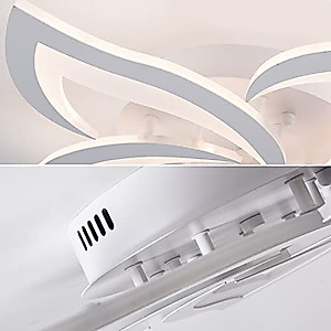 CHYING Modern LED Ceiling Light 23.6'' Dimmable Flush Mount Ceiling Light with Remote Control 80W LED Chandelier Acrylic Ceiling Lamp Fixture for Bedroom Kitchen Living Room Dining Room, White