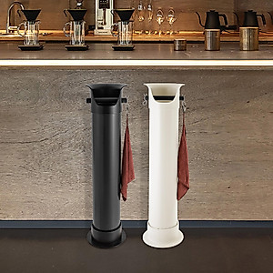 Knock Box for Espresso Grounds,Commercial Floor Standing Barista Style Absorbent Knockbox with Removable Non-Slip Base,Coffee Grind Collection Dump Bin, Black