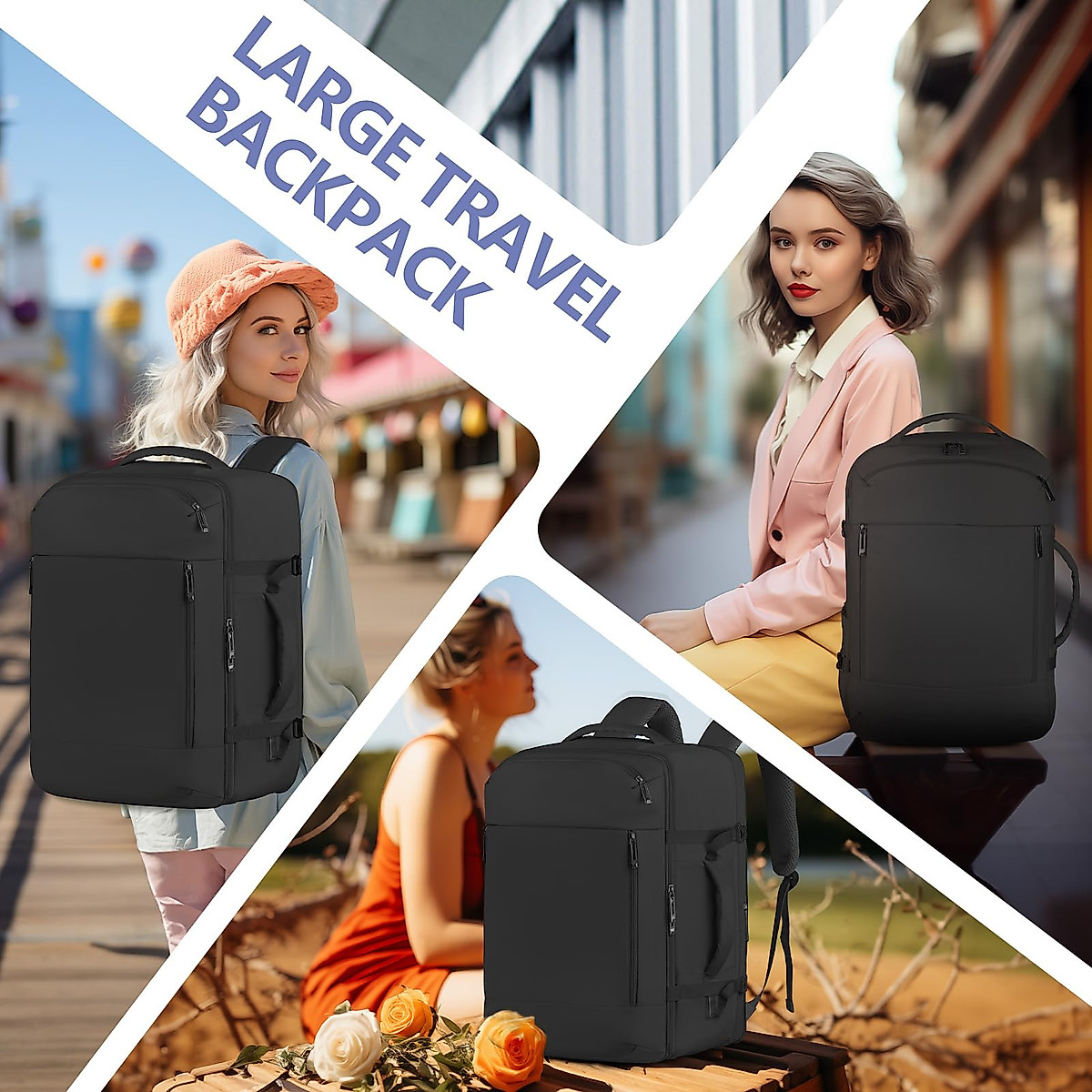 Carry On Backpack, Large Travel Backpack, Extra Large Expandable 40L Airline Approved Business Travel Backpack, Anti Theft Waterproof Luggage Backpack With USB Port Computer Backpack For Men & Women