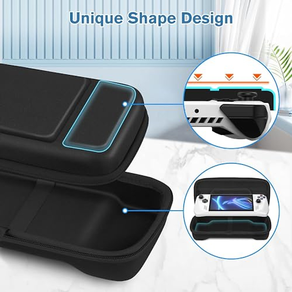 Fintie Case for ASUS ROG Ally X 2024 / ROG Ally 2023, Shockproof Protective Cover Hard Shell with Inner Pocket & 14 Game Card Slots, Black