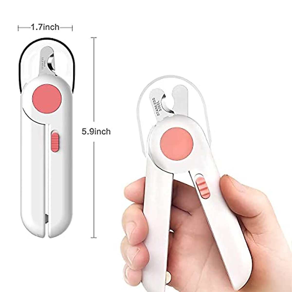 Petgravity Cat Dog Nail Clippers Trimmer with LED Light to Avoid Over-Cutting Hidden Nail File Razor Sharp Blade with 3 Battery Professional Grooming Tools Kit for Pet Claw Care Pink