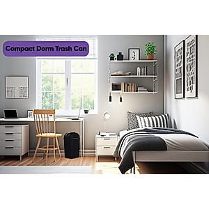 Superio Medium Trash Can with Lid 4.5 Gallon Plastic Swing Top Garbage Can Slim Waste Bin for Under Sink/Cabinet, Laundry Room, Kitchen, Office, Bedroom, Bathroom, College Dorm, 18 Qt, Black