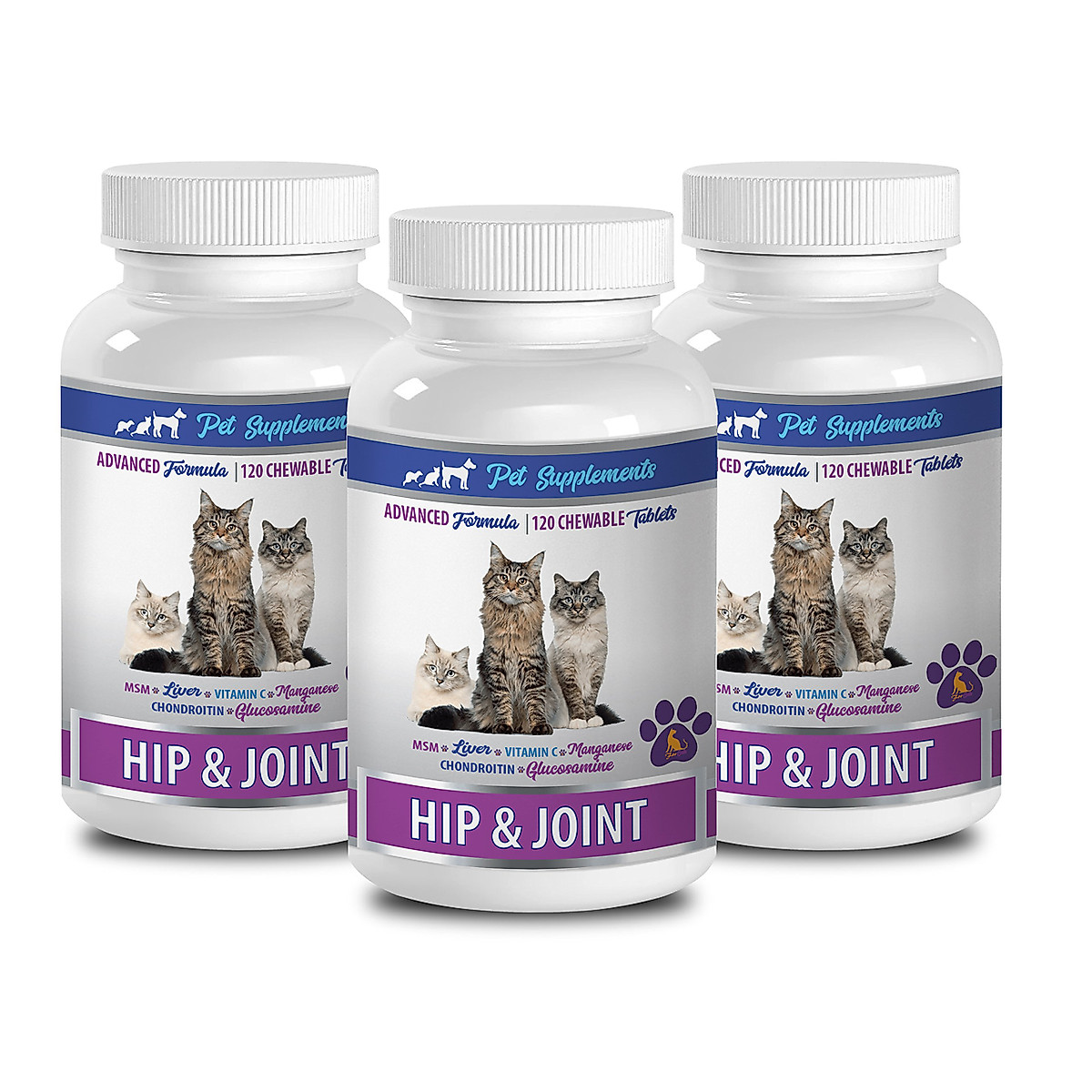 cat Immune Supplement - Hip and Joint - for Cats - Health and Care - CHEWABLE - cat Joint Support - 3 Bottle (360 Chews)