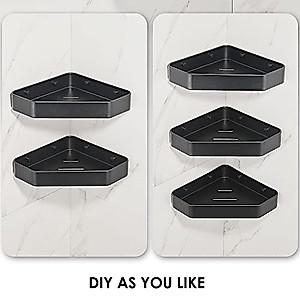 Veefos Corner Shower Caddy with Razor Holders, Shower Organizer Corner Shower Shelf Bathroom Shelf Storage Rack Floating Shelf, Space Aluminum(1 Pack, Black)