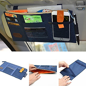 StyleZ Car Sun Visor Tidy Organizer Storage Bag Holder Pocket CD Case Card Pouch (Darkblue)
