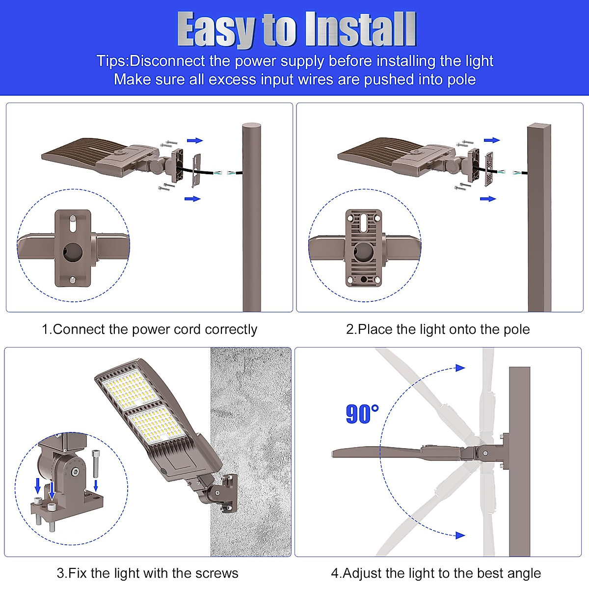 10Pack 400W LED Parking Lot Light Dusk to Dawn Outdoor Lighting Arm Mount 56000LM IP65 UL & DLC Commercial Light for Street Stadium Tennis Court 5000K (100-277VAC Input), LED Shoebox Light