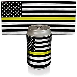 Can Cooler Sleeves USA Thin Yellow Line Flag Can Coolies Bulk Drink Beer Can Insulator Covers Collapsible Can Wraps 6Pc