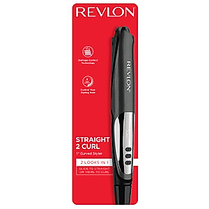 REVLON Straight or Curl Curved Hair Styler | Two Looks, One Tool (1”)