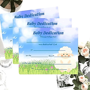 wootile Certificate Baby Dedication Card 8.26 x 11 Inch Baby Dedication Certificate with Baby Lamb Christening Baby Dedication Certificates for Church Gifts 24 Pack (Colorful)