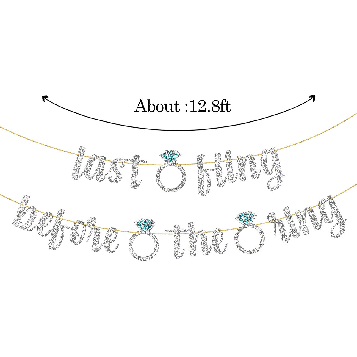 WeBenison Last Fling Before the Ring Banner, Bride Shower Party Supplies, Engagement, Wedding Bachelorette Party Decorations Silver Glitter