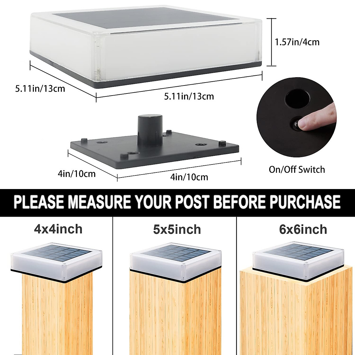 T-SUN Solar Post Caps Lights, RGB Changing Color Solar Post Lights Outdoor, IP67 Waterproof Solar Powered Fence Lights Deck Post Cap Lights for Garden Fence Patio