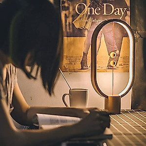 Xhope4u Table Lamp for Bedroom - Balance Lamp,Bedside Lamp with Touch Dimmer,Christmas Gifts,Nightstand Lamp,3 Level Brightness Rechargered Night Light for Home,Office,College Dorm (Wood Color)